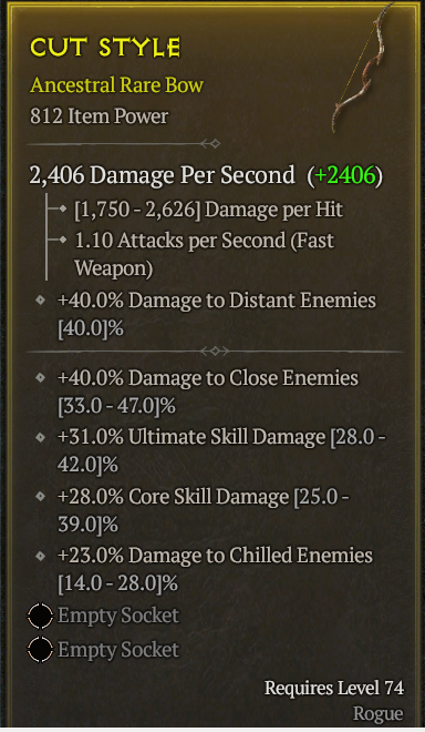 Buy Ancestral Bow | 812 power | in DIABLO 4 Items - Offer #2317242599