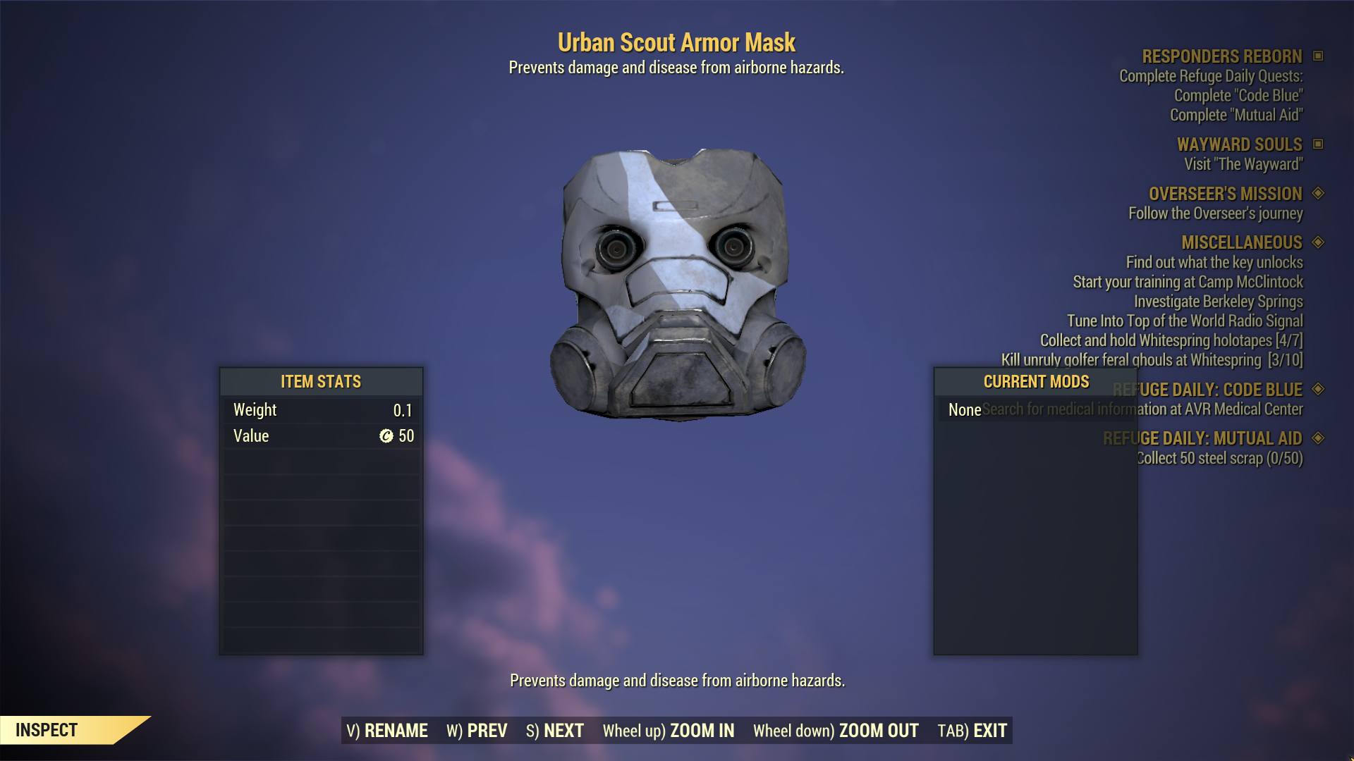 Buy Urban Scout Armor Mask in FALLOUT 76 Items - Offer #2430661207