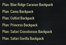 Buy All 6 Rare Backpack Plans (Pri in FALLOUT 76 Items - Offer #251935056