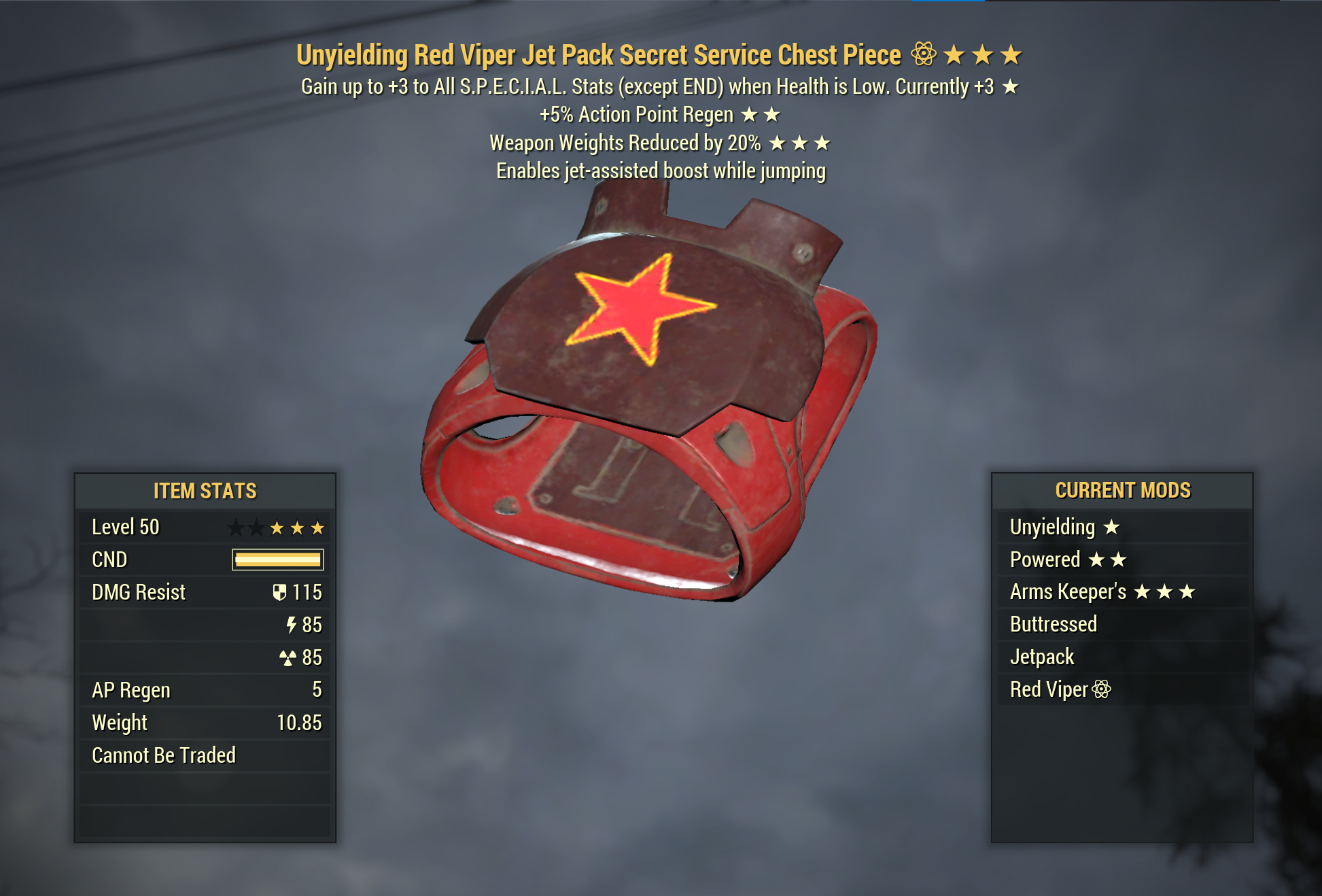 Buy Unyielding WWR Secret Service in FALLOUT 76 Items - Offer #251991316