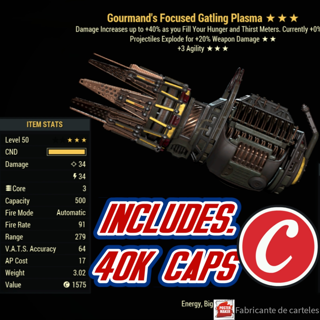 Buy GOURMAND Explosive Gatling Pla in FALLOUT 76 Items - Offer #26338135