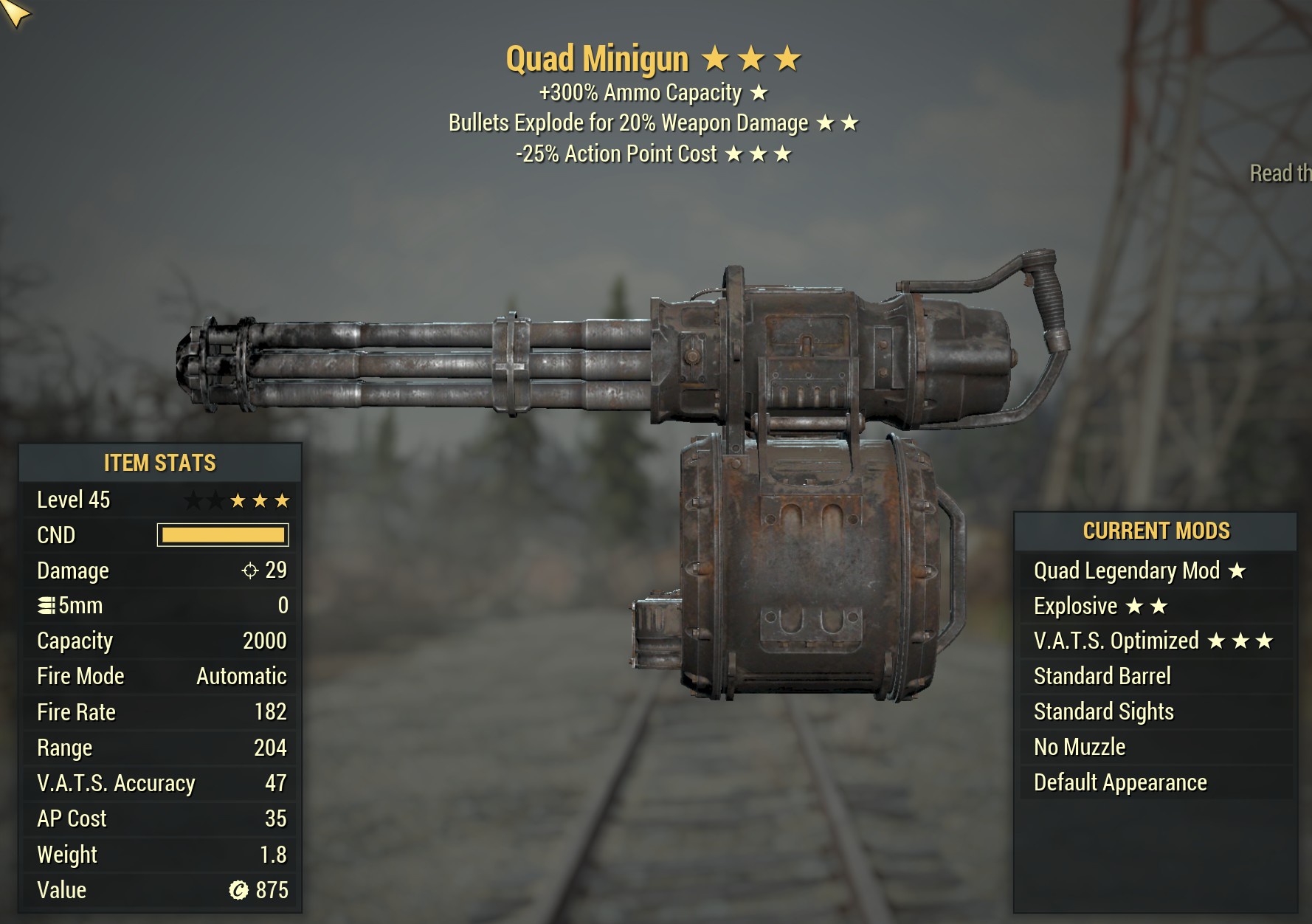 Buy Minigun Q/E/25 [Fast delivery in FALLOUT 76 Items - Offer #2415270501