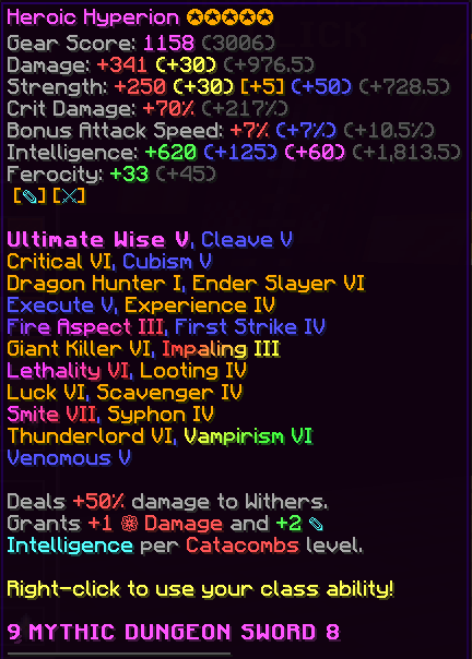 Buy MYTHIC HEROIC HYPERION w/ 5 WI in MINECRAFT: HYPIXEL Items - Offer ...