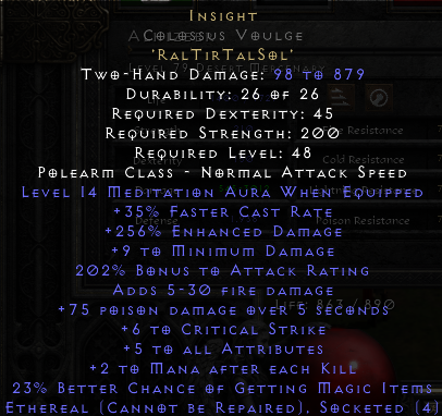 Buy ALMOST PERFECT 879 DAMAGE E in DIABLO 2 RESURRECTED Items - Offer ...
