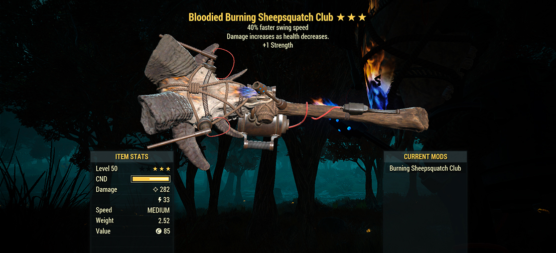 Buy Bloodied Sheepsquatch Club (fa in FALLOUT 76 Items - Offer #2424396870