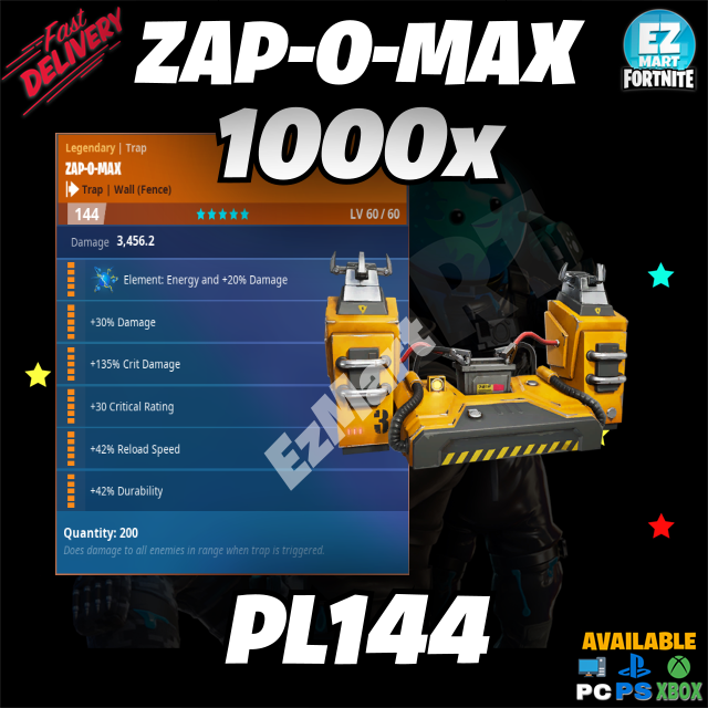 Buy 1,000x Zap-O-Max PL144 Traps - in FORTNITE Items - Offer #251298012