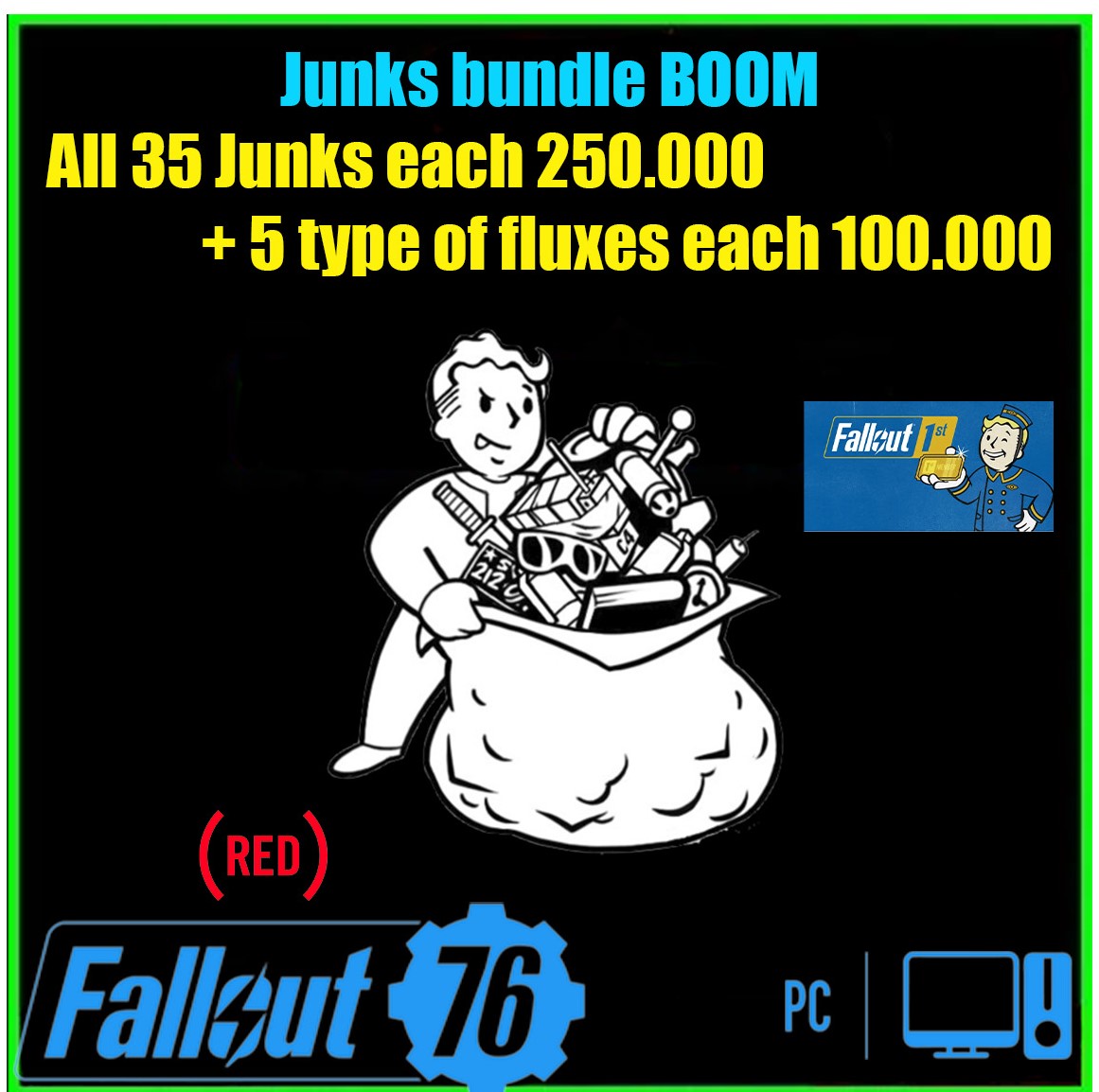 Buy (PC) Junk bundle BOOM: [All 35 in FALLOUT 76 Items - Offer #26393532