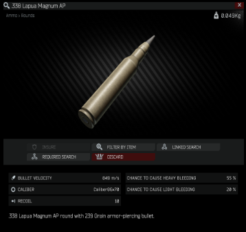 Buy .338 Lapua Magnum AP in ESCAPE FROM TARKOV Items - Offer #2324032789