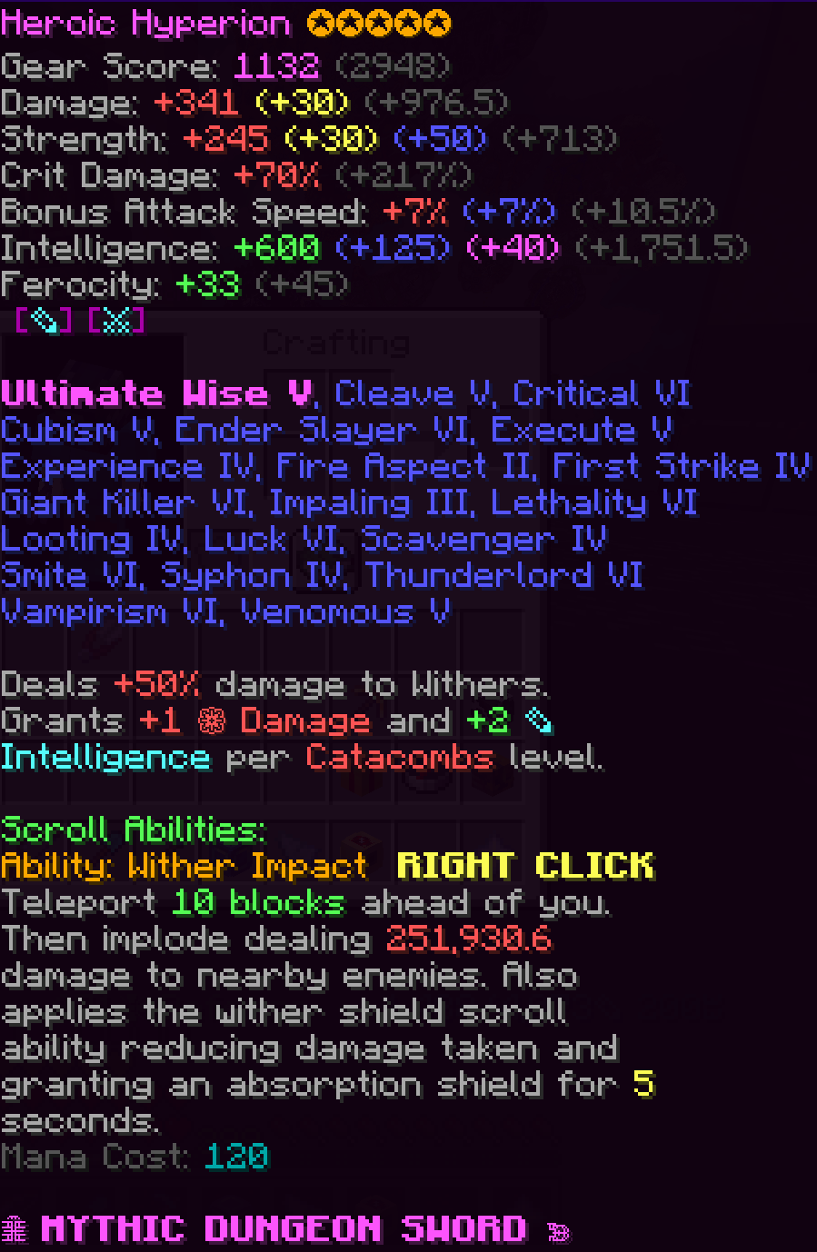 Buy Hyperion in MINECRAFT: HYPIXEL Items - Offer #253399216