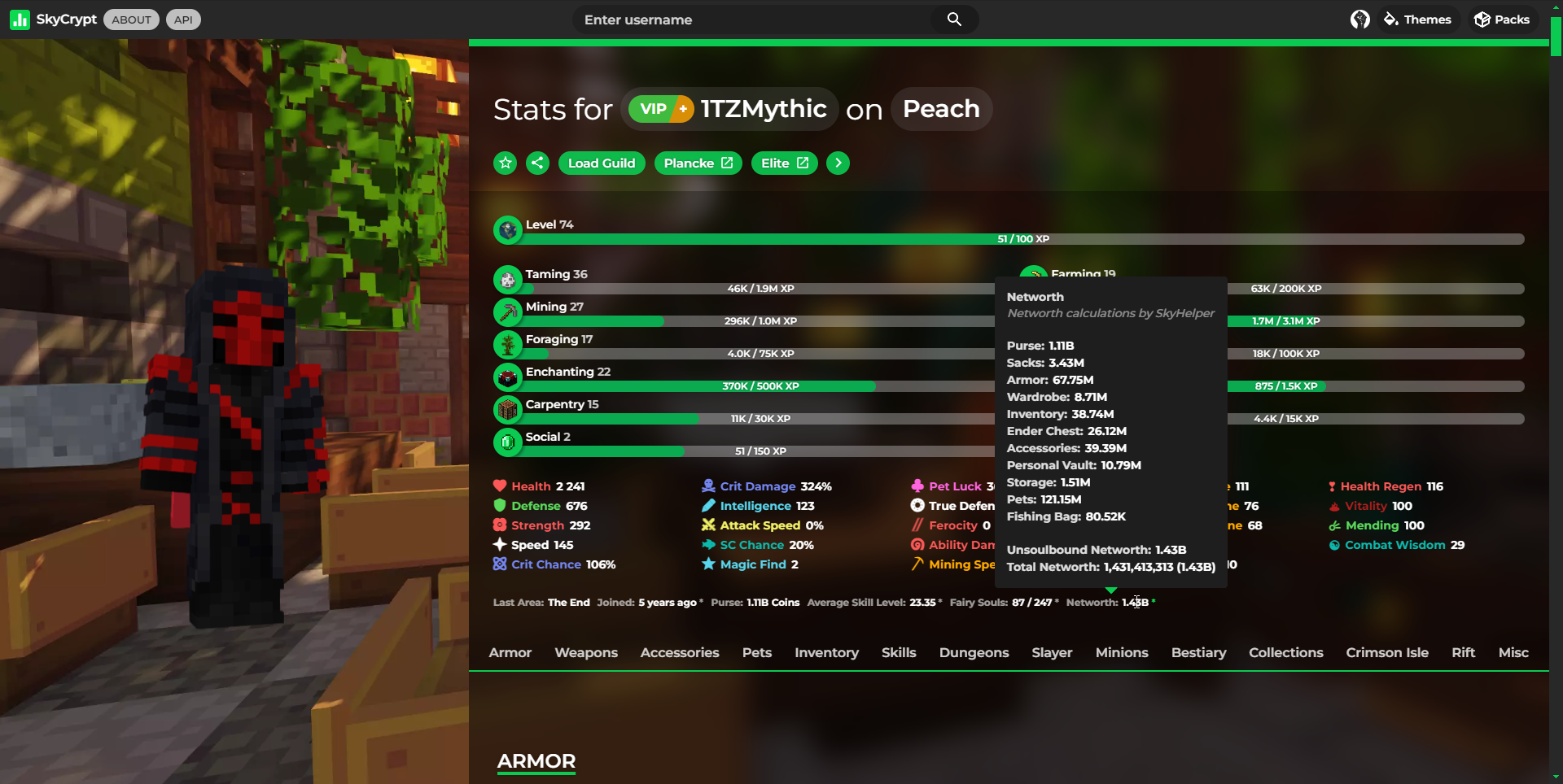 Buy ⚡ VIP+ RANK | NETWORTH 1.43B in MINECRAFT: HYPIXEL Accounts - Offer ...