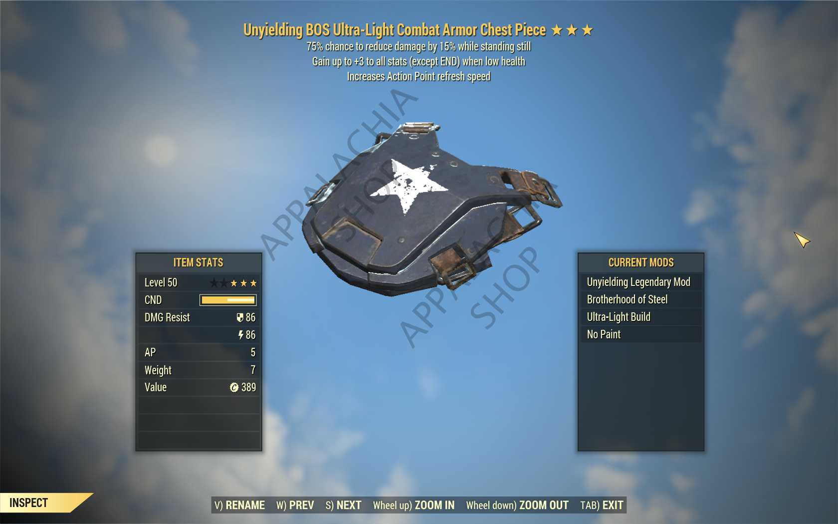Buy [UNY AP SENT]Unyielding Sentin in FALLOUT 76 Items - Offer #247070421