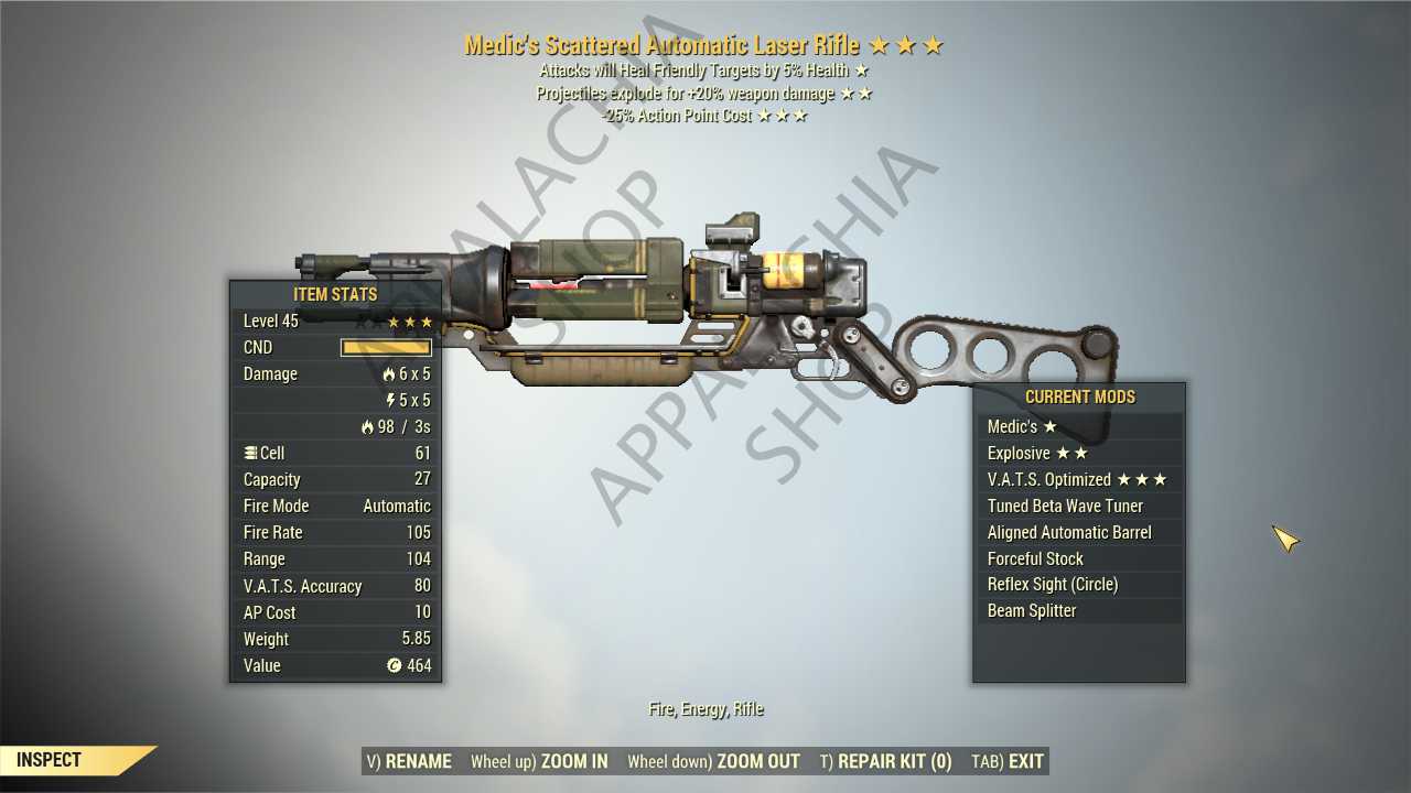 Buy Medic's Explosive Laser rifle in FALLOUT 76 Items - Offer #2531445972