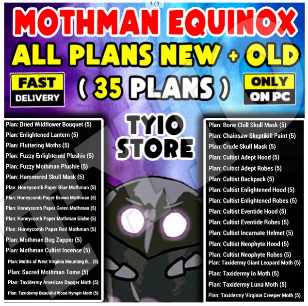 Buy MOTHMAN EQUINOX ALL PLANS OLD in FALLOUT 76 Items - Offer #2535463550