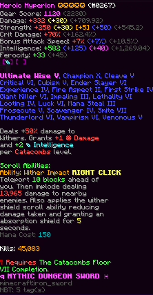 Buy MAXED HYPERION WITH WITHER IMP in MINECRAFT: HYPIXEL Items - Offer ...