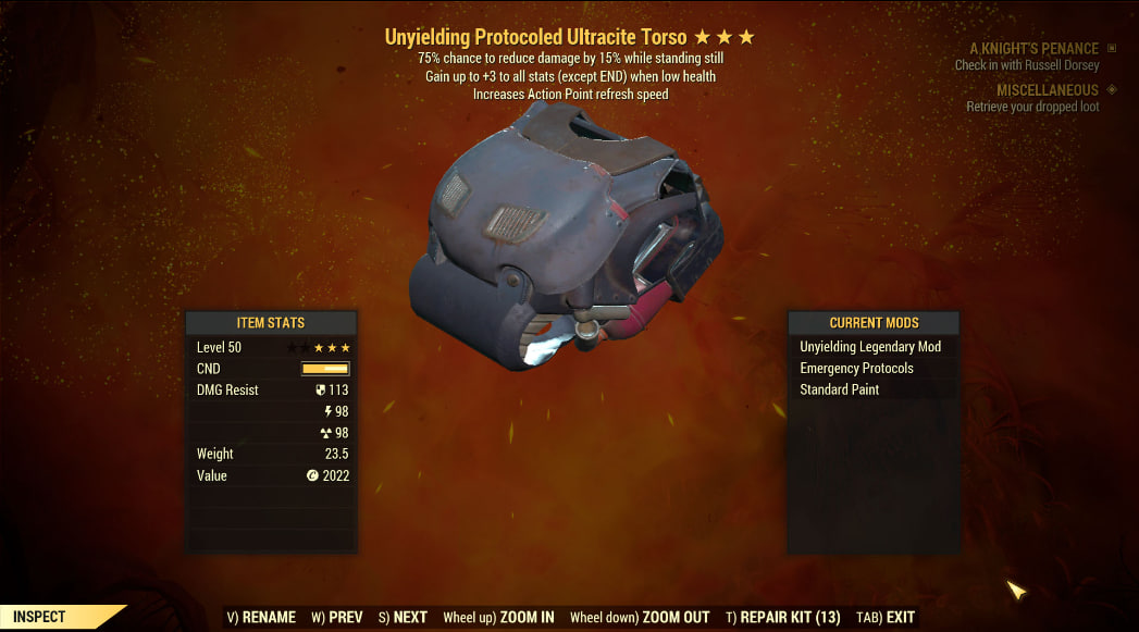 Buy Unyielding Sentinel Ultracite in FALLOUT 76 Items - Offer #2531799187