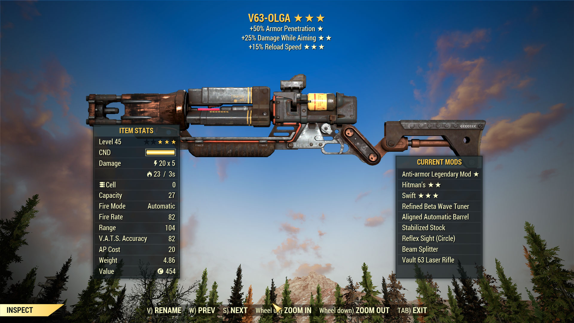 Buy V-63-OLGA Anti-armor Laser Rif in FALLOUT 76 Items - Offer #2515875743