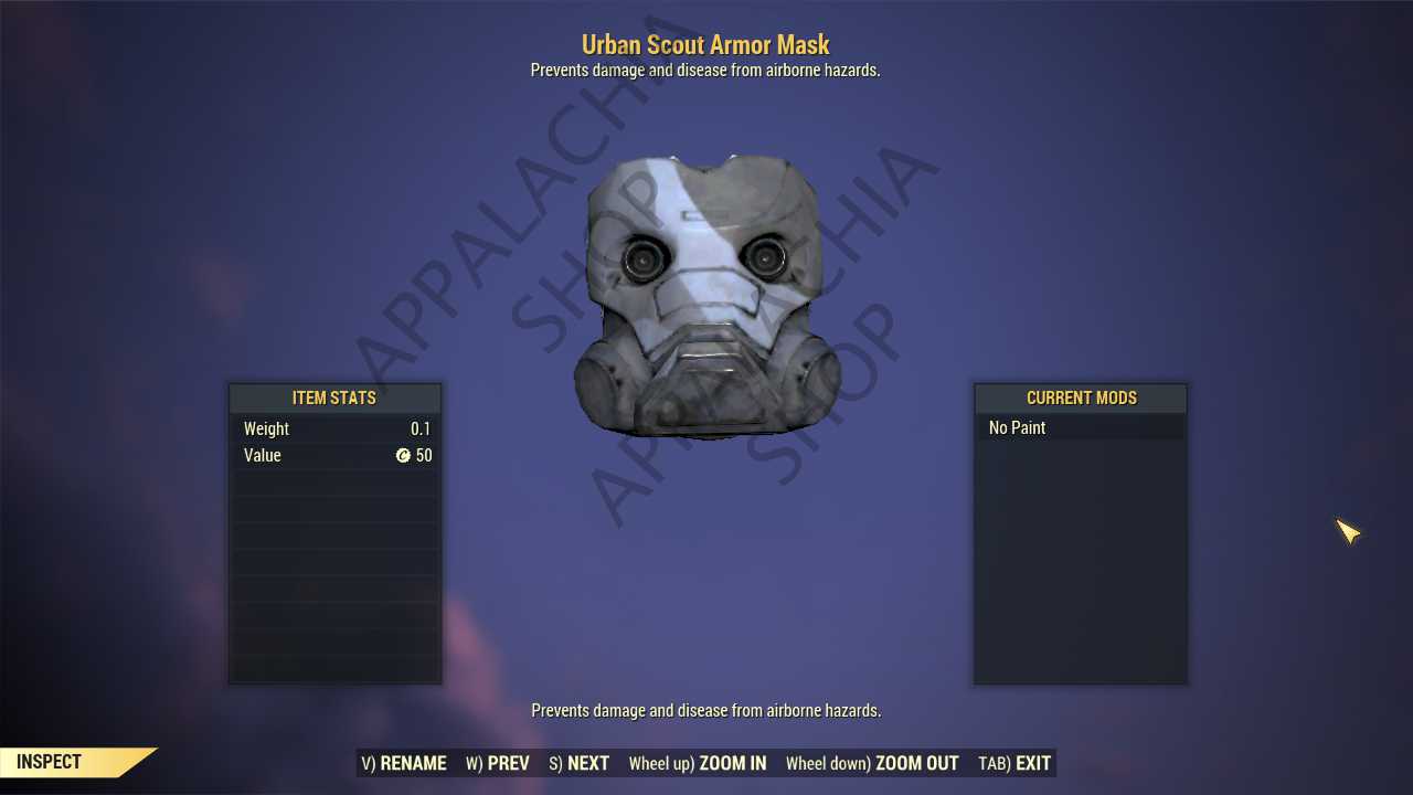 Buy Urban Scout Armor Mask in FALLOUT 76 Items - Offer #2328625885