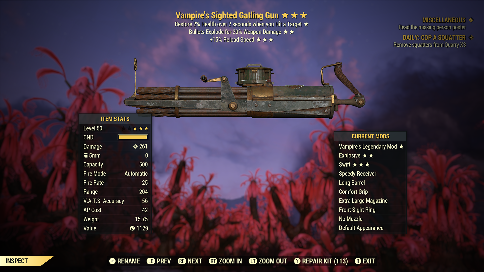 Buy [XBOX] Vampire's Explosive Gat in FALLOUT 76 Items - Offer #2436494978