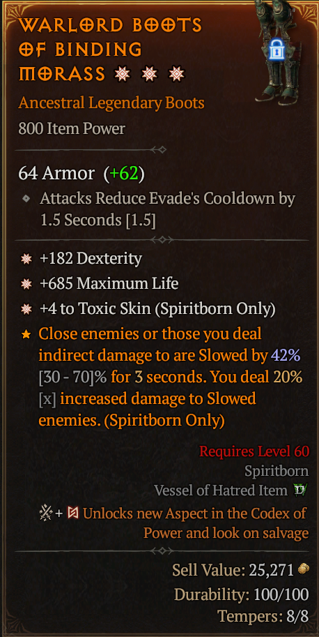 Buy 800 3ga boots/Toxic Skin (Spir in DIABLO 4 Items - Offer #2431136057
