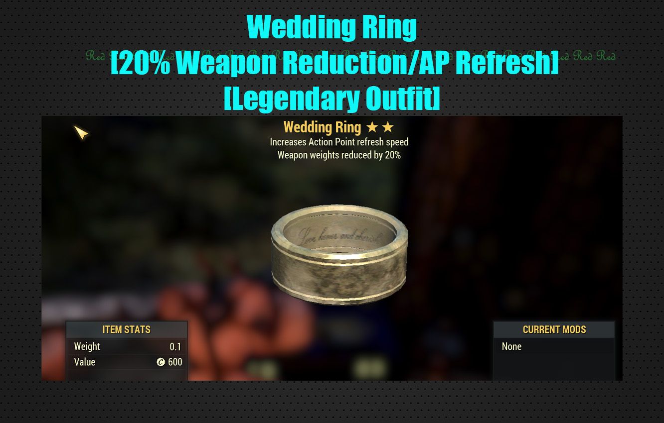 Buy Wedding Ring [20% Weapon Reduc in FALLOUT 76 Items - Offer #2530440709