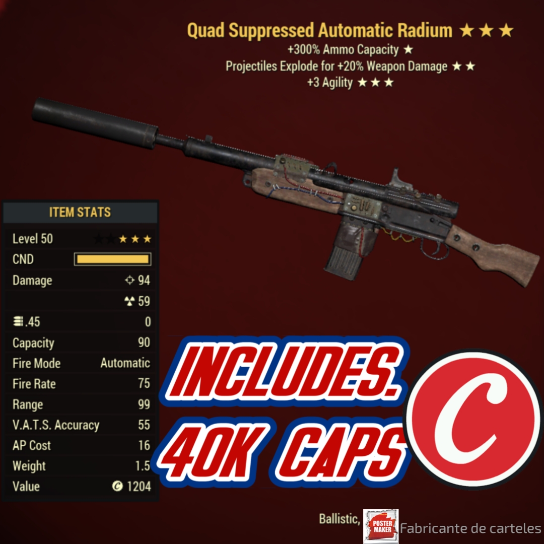 Buy QUAD RIFLE RADIUM / QE3A + 40K in FALLOUT 76 Items - Offer #2533336631