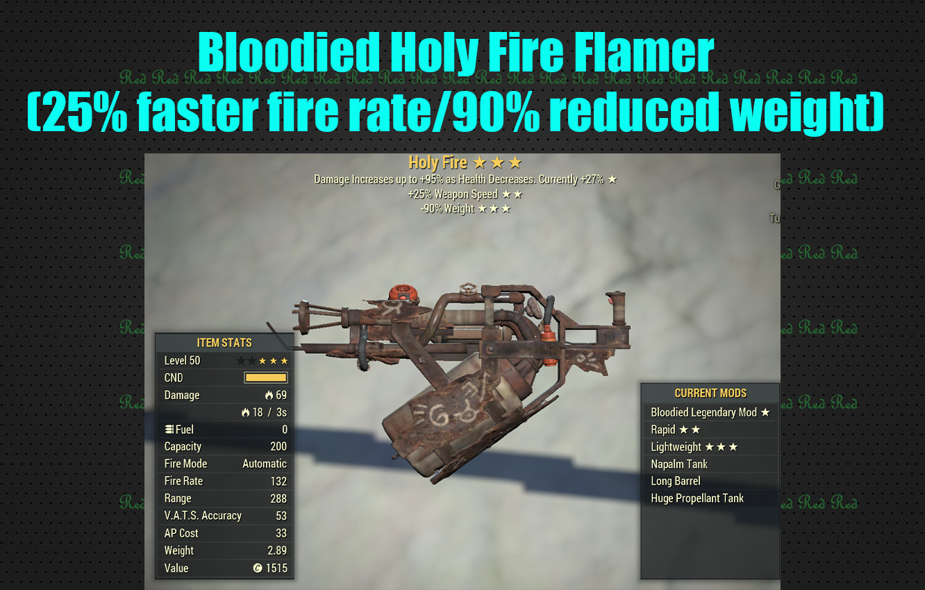 Buy Bloodied Holy Fire Flamer (25% in FALLOUT 76 Items - Offer #2419334244