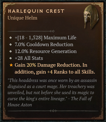 Buy Uber unique Harlequin Crest [S in DIABLO 4 Items - Offer #2333683651