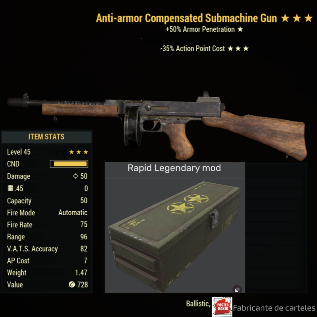 Buy AA2525 - AA2535 Submachine Gun in FALLOUT 76 Items - Offer #2520742572