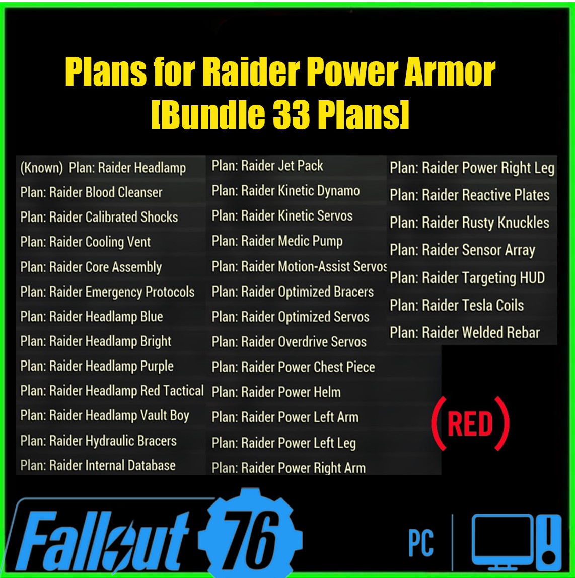 Buy Plans for Raider Power Armor [ in FALLOUT 76 Items - Offer #256353049