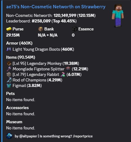 Buy ★ 123M NW | 35M PURSE (5M IN in MINECRAFT: HYPIXEL Profiles - Offer ...