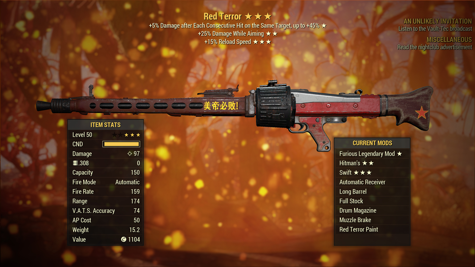 Buy [PS] Red Terror Furious Light in FALLOUT 76 Items - Offer #254259787