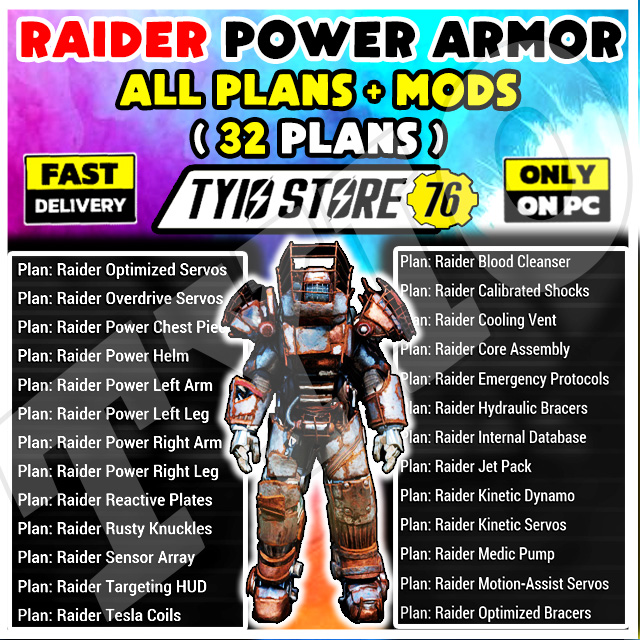 Buy ALL RAIDER POWER ARMOR PLANS & in FALLOUT 76 Items - Offer #2531066119