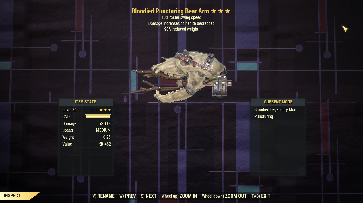 Buy Bloodied 40% faster swing spee in FALLOUT 76 Items - Offer #251673920