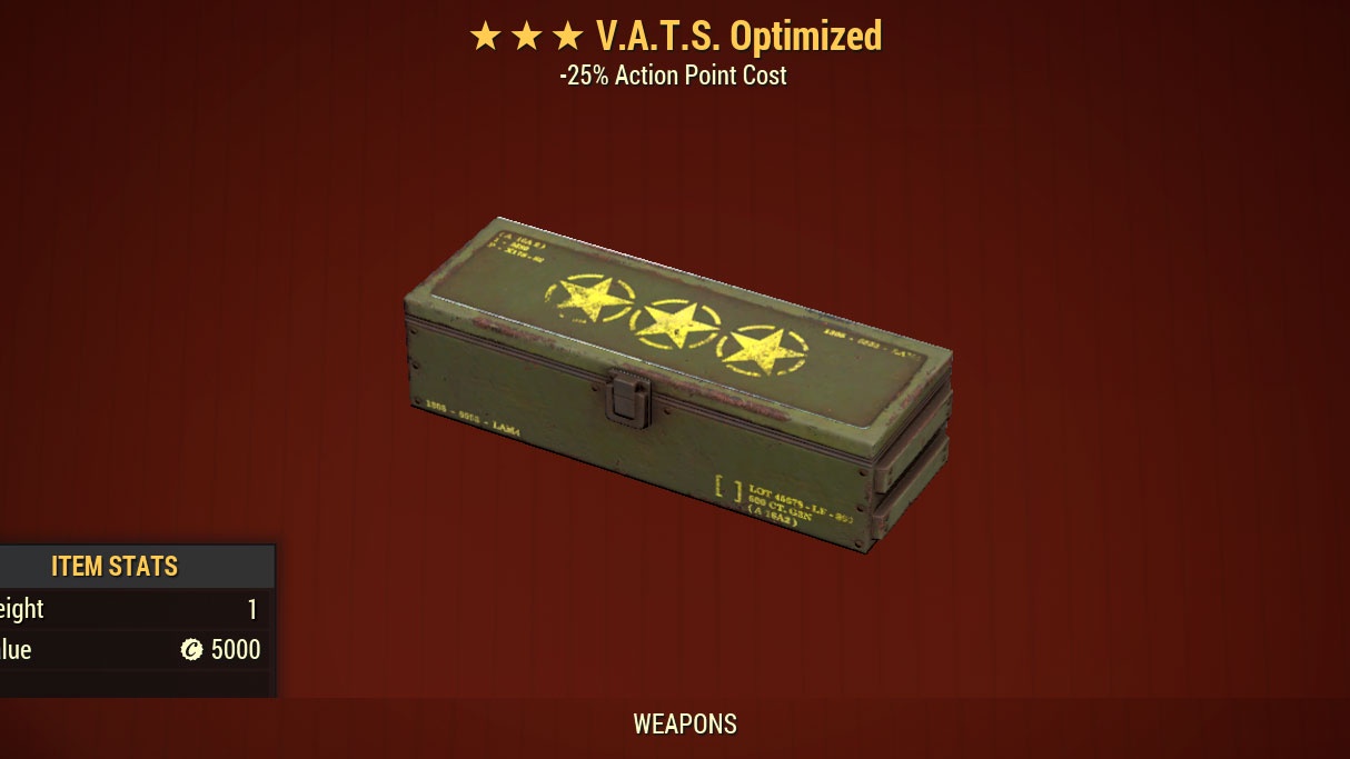 Buy VATS Optimized Legendary Mod ( in FALLOUT 76 Items - Offer #2430618486