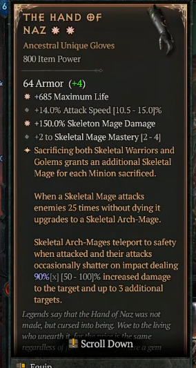 Buy 2GA The Hand of Naz (90/100) in DIABLO 4 Items - Offer #2519212032