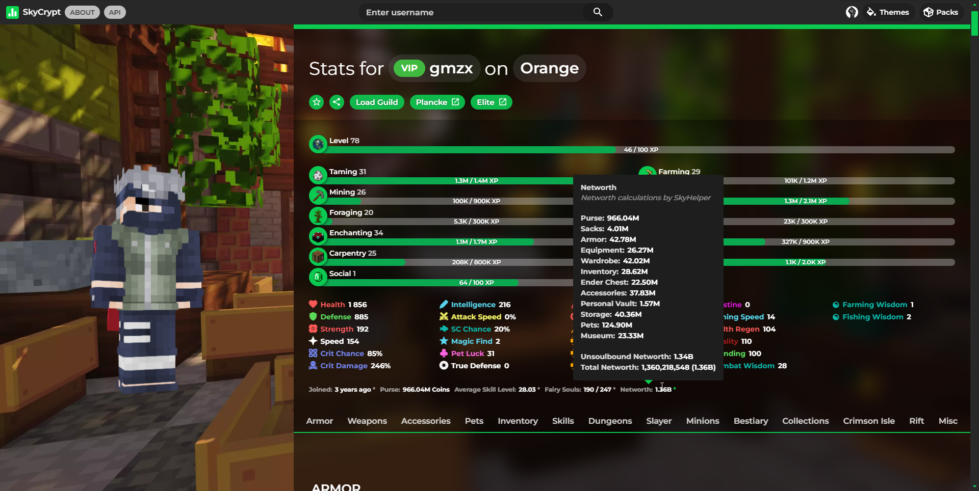 Buy ⚡ VIP RANK | NETWORTH 1.36B in MINECRAFT: HYPIXEL Accounts - Offer ...