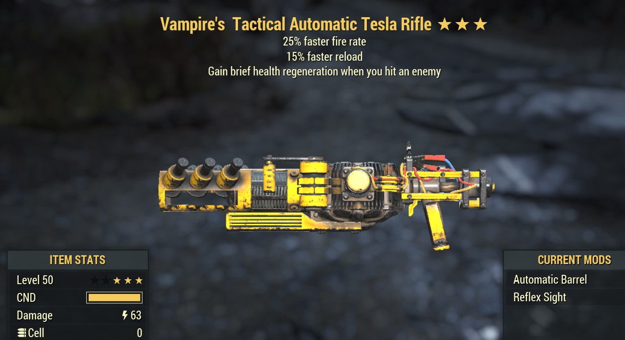 Buy Vampire's Tesla Rifle [25% fas in FALLOUT 76 Items - Offer #2427584386