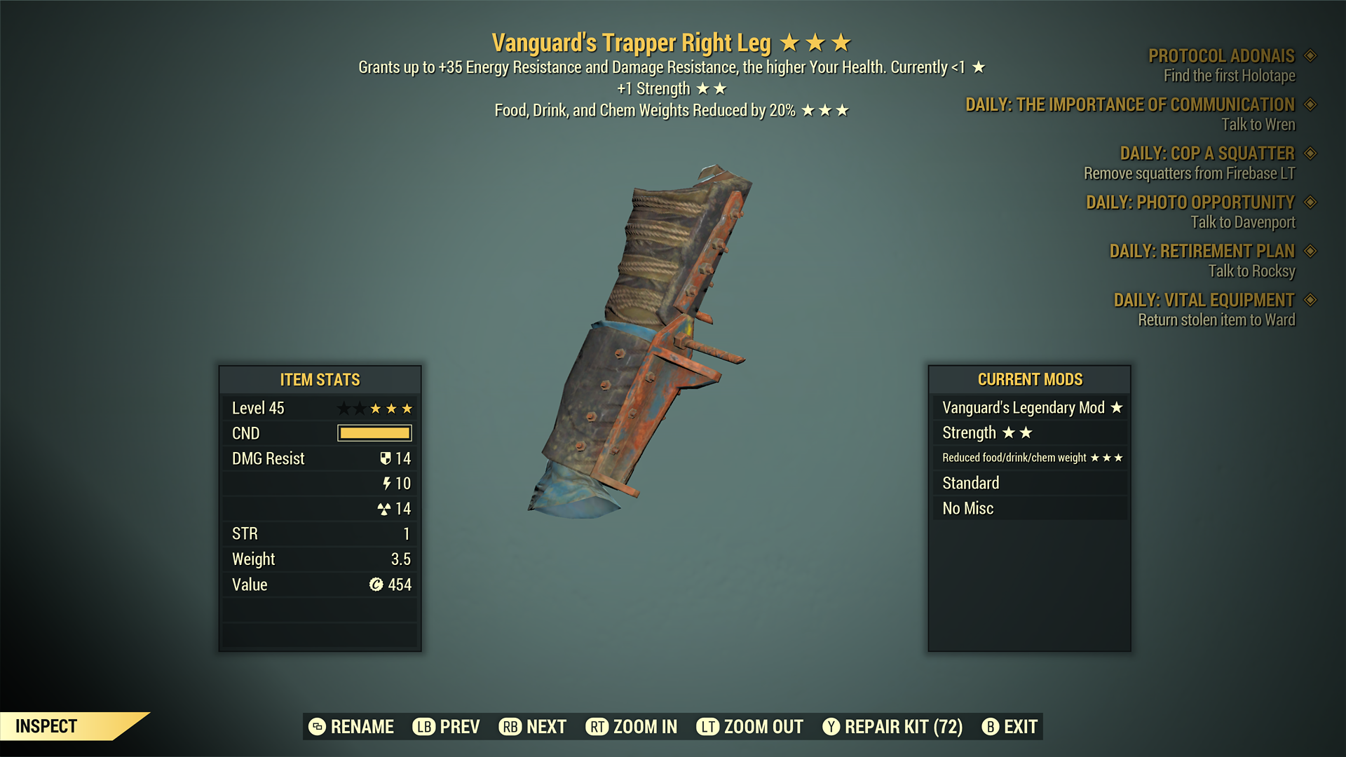 Buy [XBOX] Vanguard's Trapper Righ in FALLOUT 76 Items - Offer #256097048