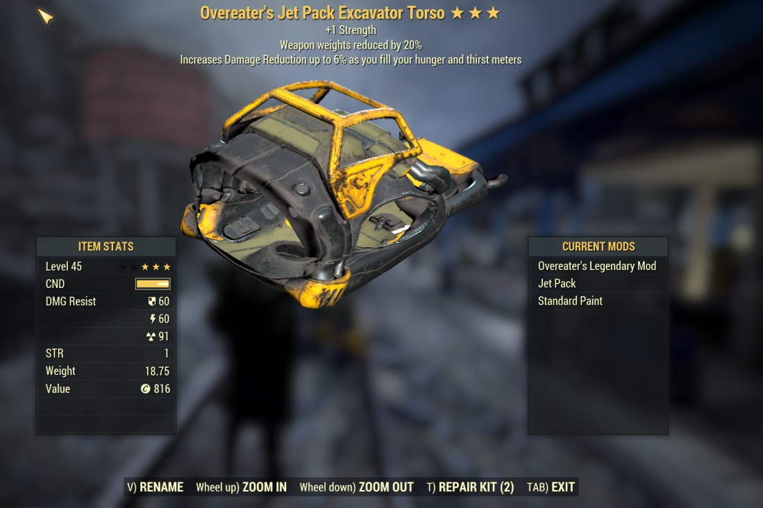 Buy Overeaters Jet Pack Excavator in FALLOUT 76 Items - Offer #235560837