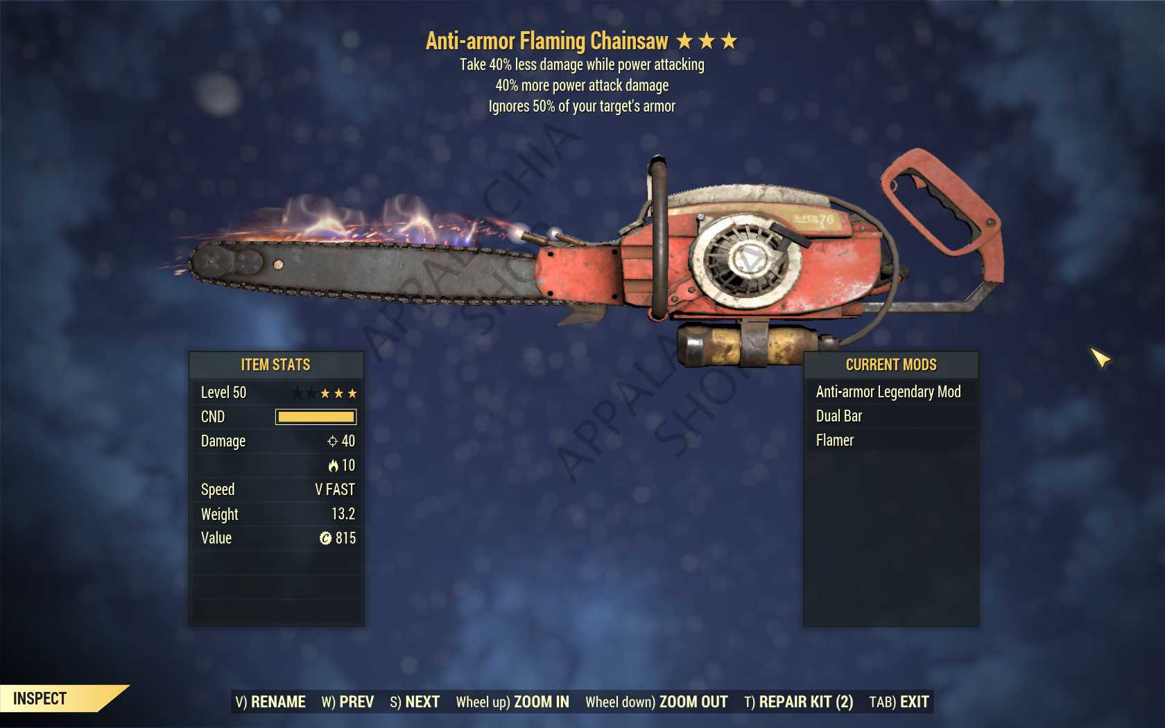 Buy Anti-Armor Chainsaw (+40% dama in FALLOUT 76 Items - Offer #2530214276