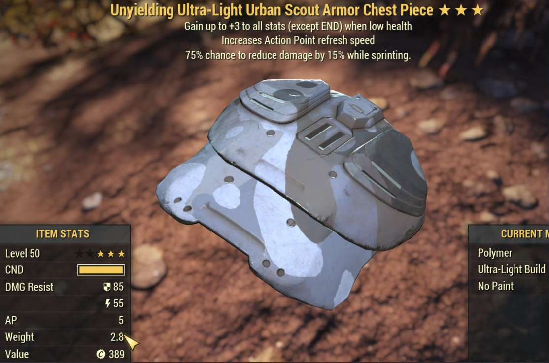 Buy Unyielding Urban Scout Armor C in FALLOUT 76 Items - Offer #256228530