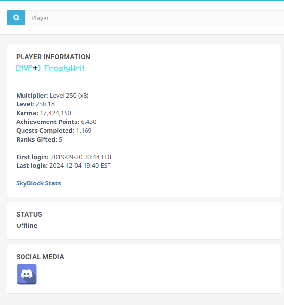 Buy MVP+ HYPIXEL 250 LVL ACC Banne in MINECRAFT: HYPIXEL Accounts ...