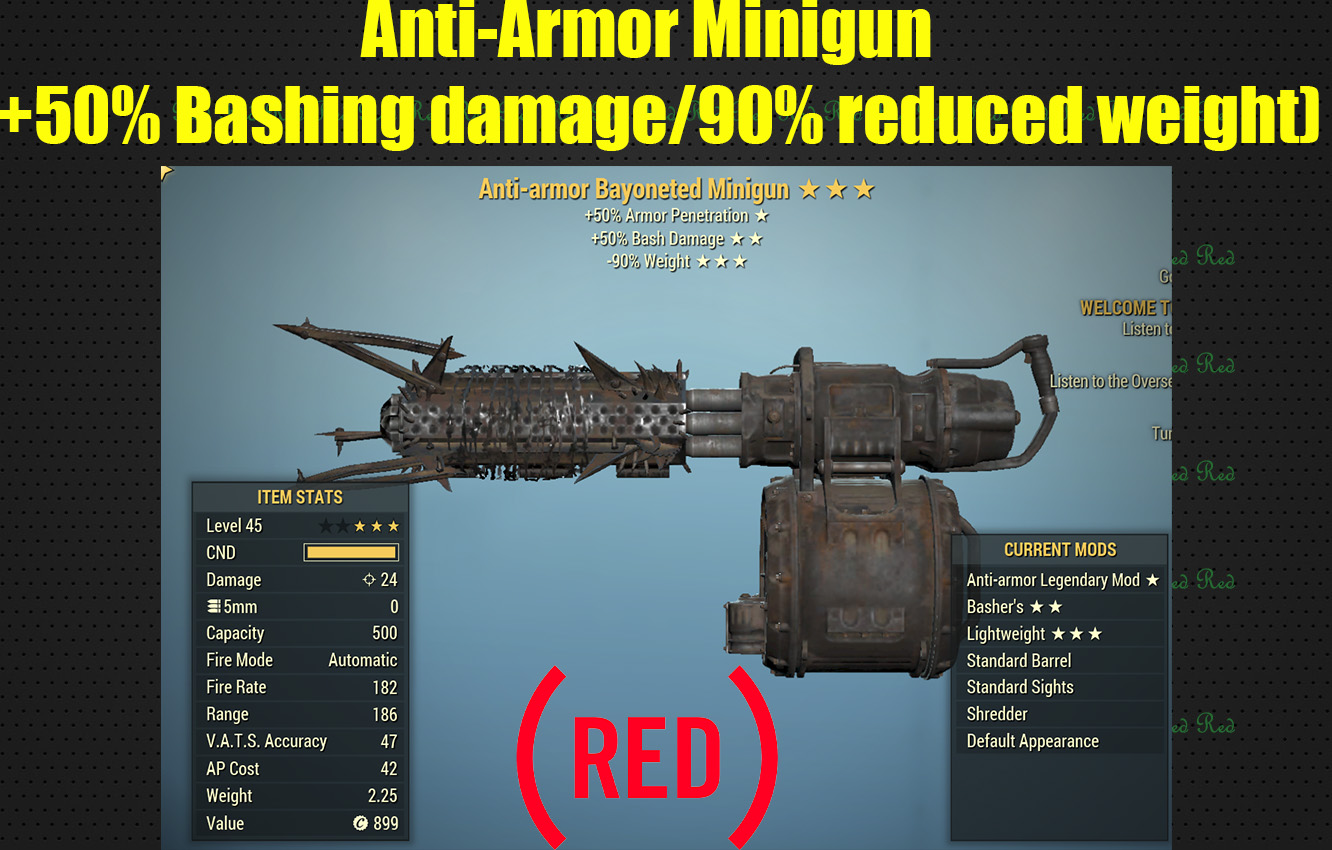 Buy Anti-Armor Minigun (+50% Bashi in FALLOUT 76 Items - Offer #2521473403
