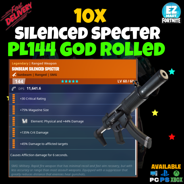 Buy 10x Silenced Specter (Physical in FORTNITE Items - Offer #254541397
