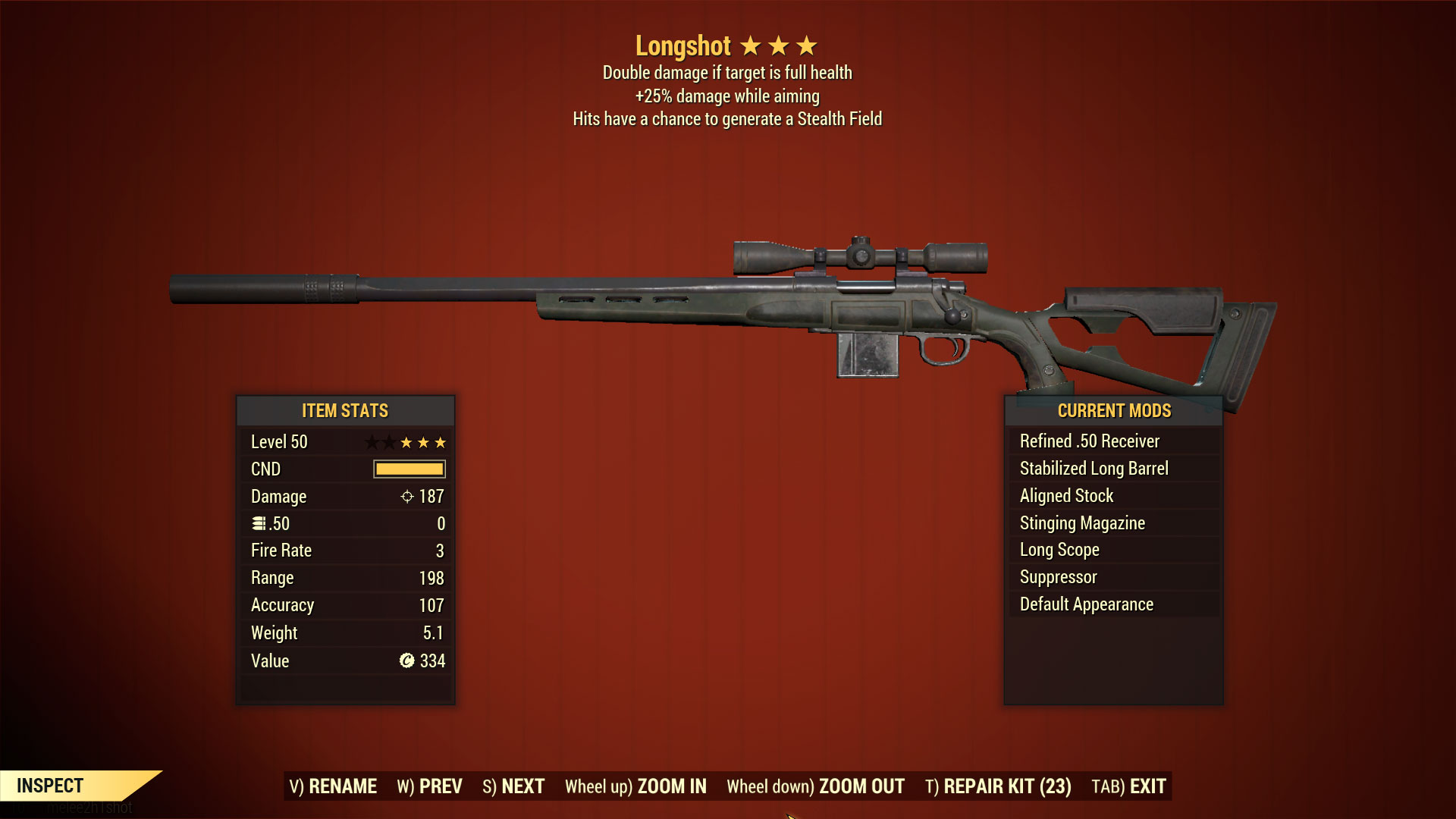 Buy Longshot Instigating Hunting R in FALLOUT 76 Items - Offer #2526968685