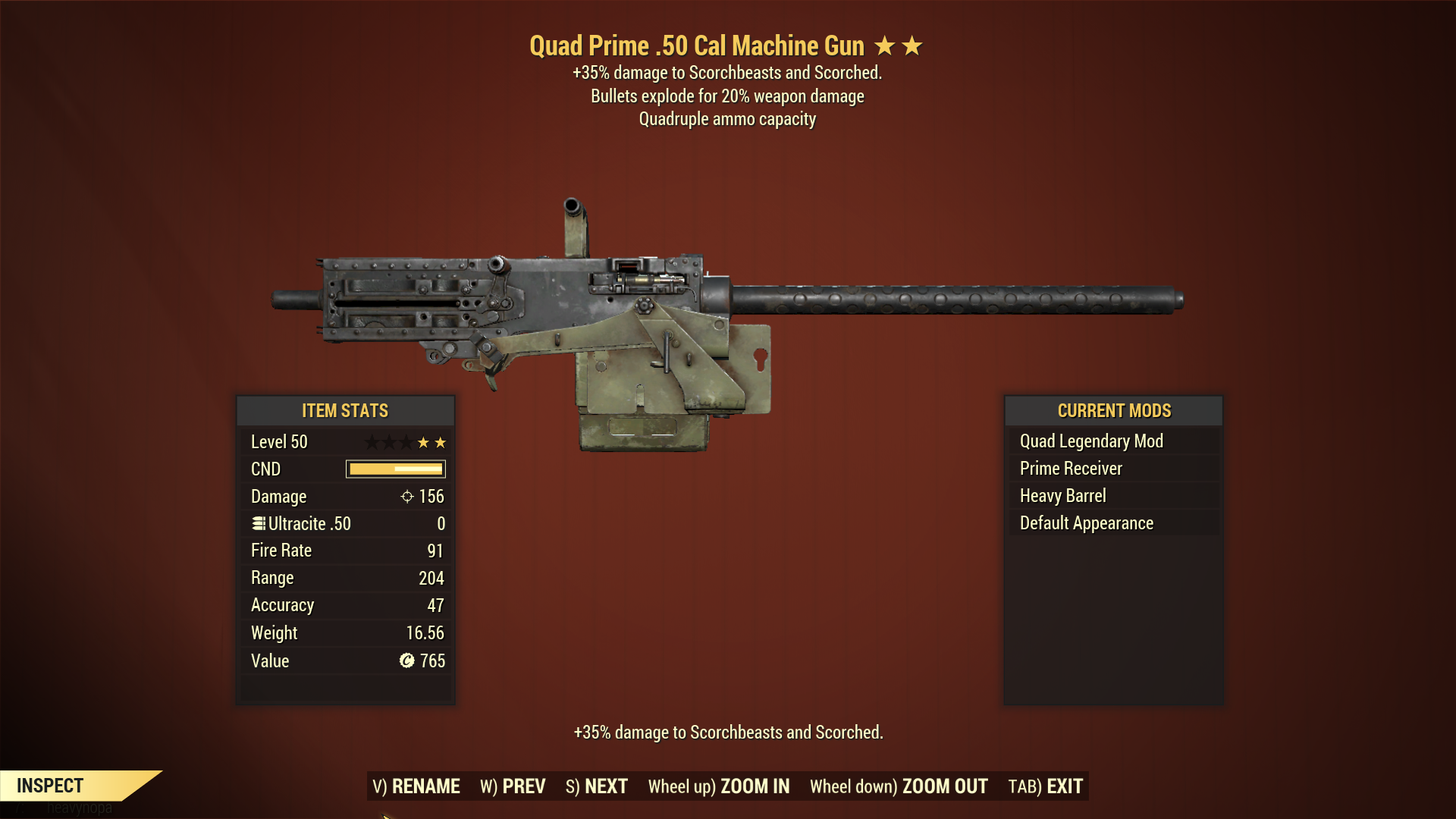 Buy Quad Explosive 50 Cal Machine in FALLOUT 76 Items - Offer #2410566774