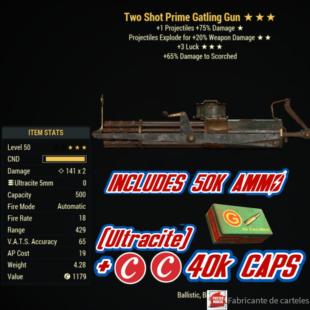 Buy Two Shot Explosive Gatling Gun in FALLOUT 76 Items - Offer #2535489236
