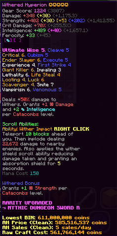 Buy Withered Hyperion in MINECRAFT: HYPIXEL Items - Offer #238924173