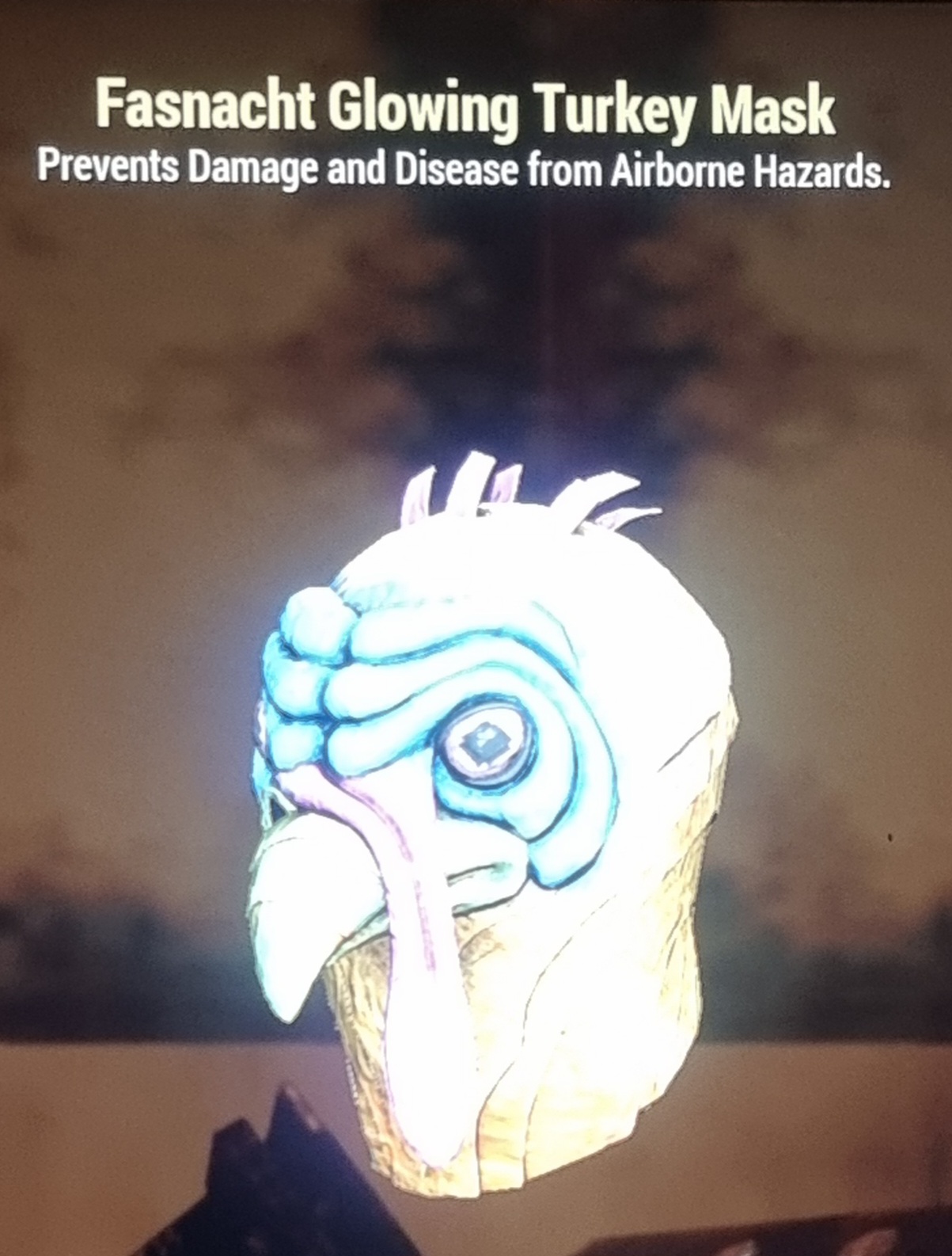 Buy Glowing Turkey mask RARE FASNA in FALLOUT 76 Items - Offer #2418412767