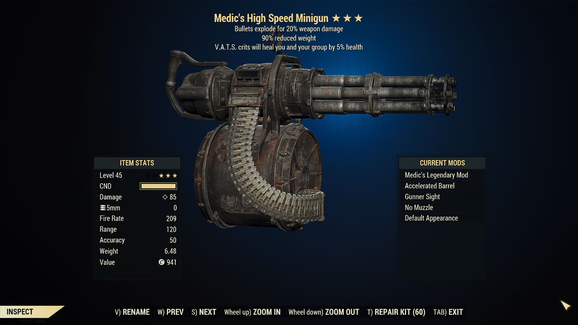 Buy Medic's Explosive Minigun (90% in FALLOUT 76 Items - Offer #248422363